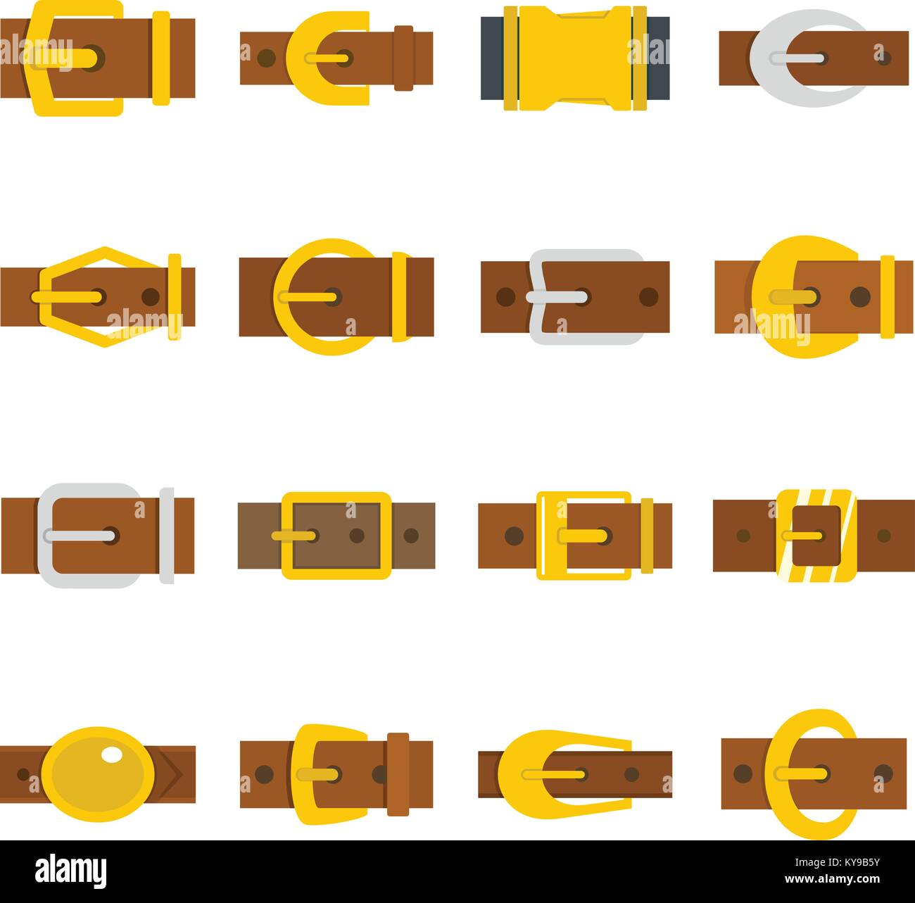 Belt buckles icons set in flat style isolated vector illustration Stock ...