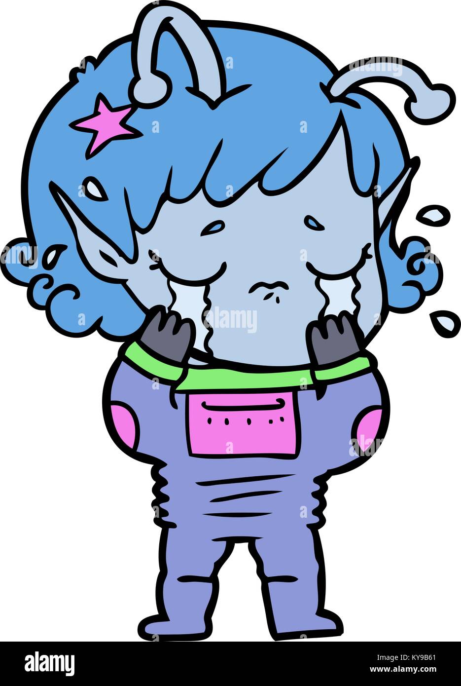 cartoon crying alien girl Stock Vector Image & Art - Alamy