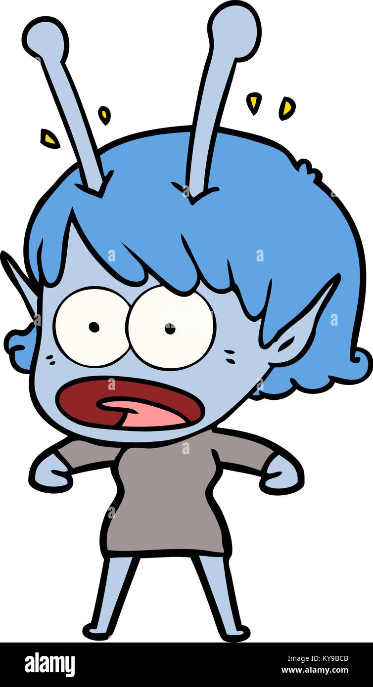 cartoon shocked alien girl Stock Vector Image & Art - Alamy