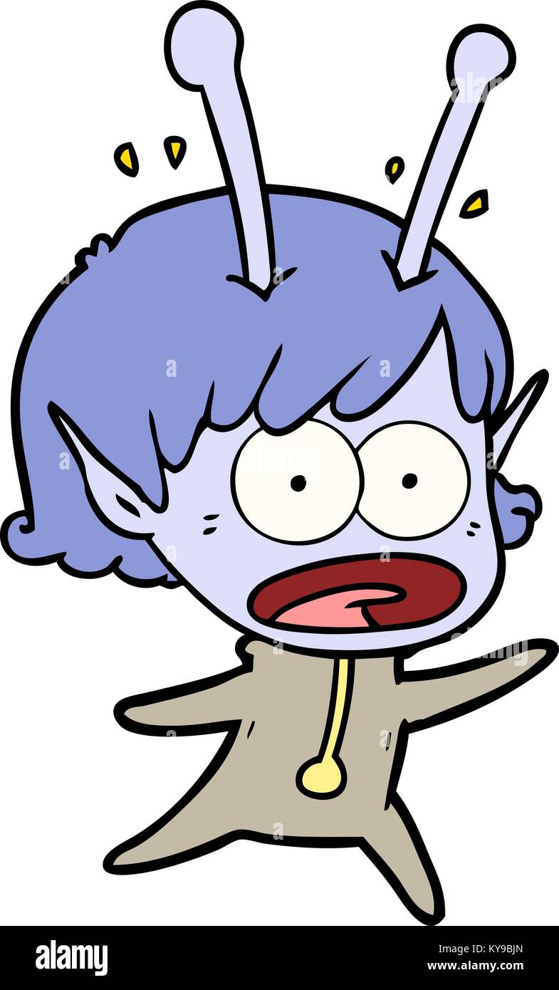 cartoon shocked alien girl Stock Vector Image & Art - Alamy