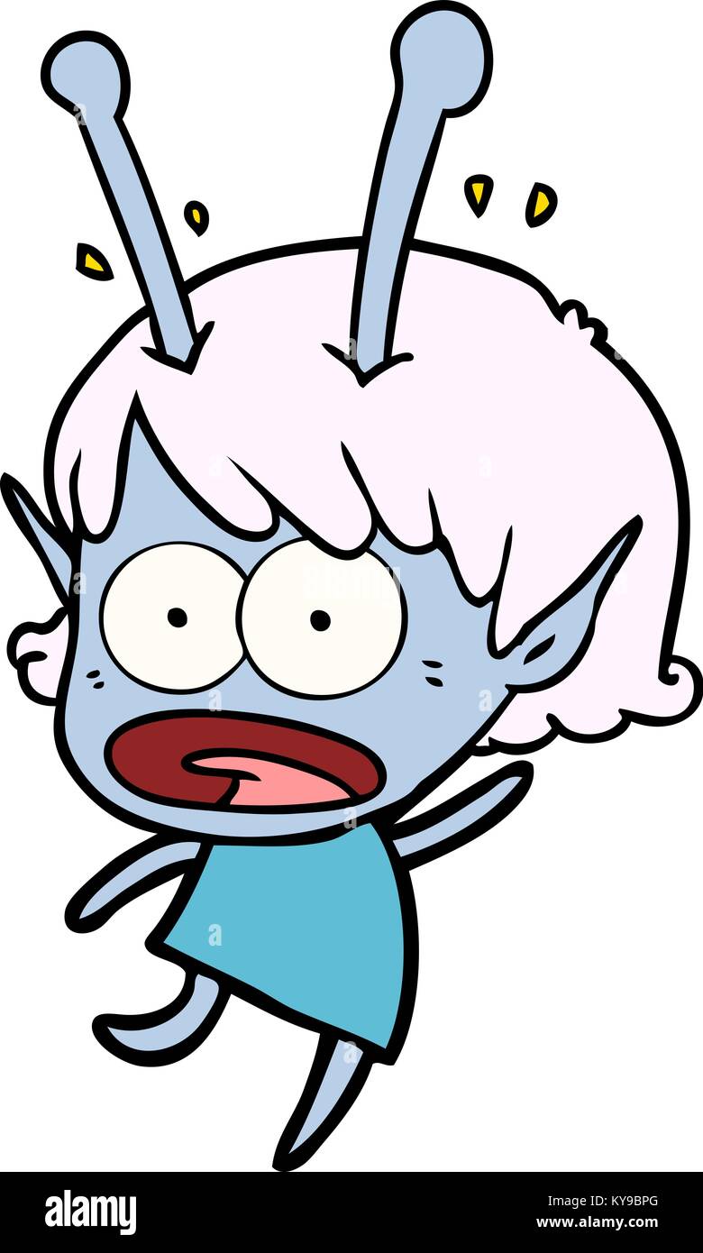 cartoon shocked alien girl Stock Vector Image & Art - Alamy