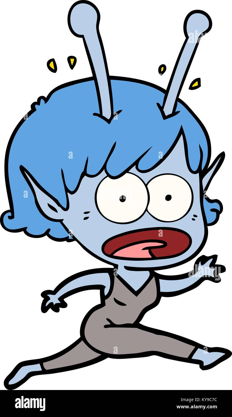 cartoon shocked alien girl Stock Vector Image & Art - Alamy