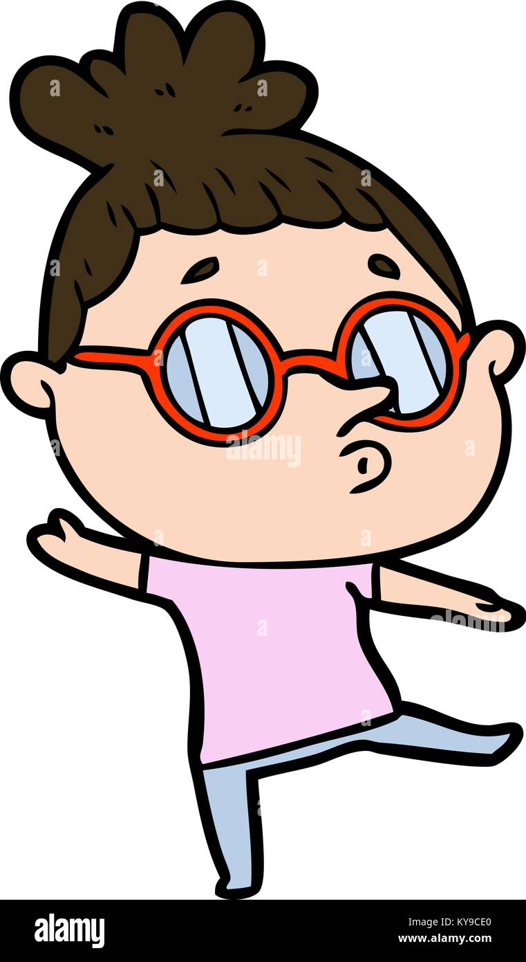 cartoon woman wearing glasses Stock Vector Image & Art - Alamy