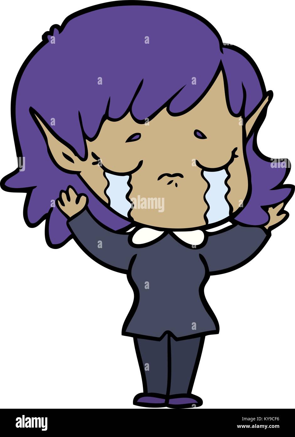 cartoon crying elf girl Stock Vector Image & Art - Alamy