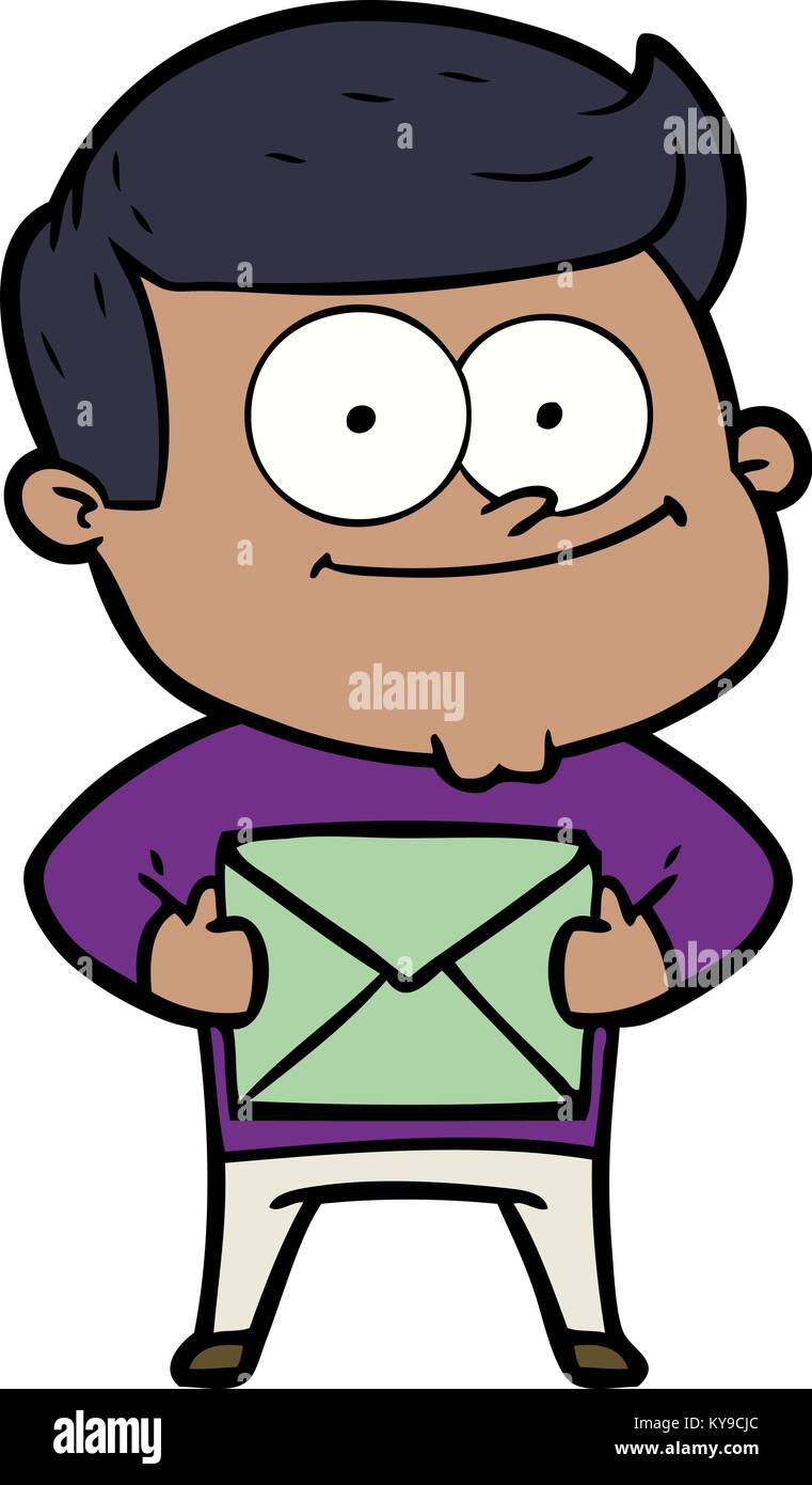 cartoon happy man holding letter Stock Vector Image & Art - Alamy