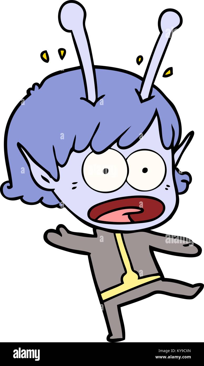 cartoon shocked alien girl Stock Vector Image & Art - Alamy