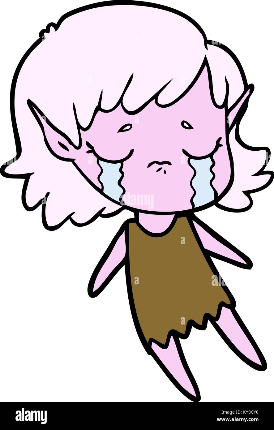 cartoon crying elf girl Stock Vector Image & Art - Alamy