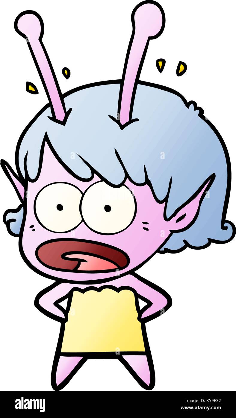 cartoon shocked alien girl Stock Vector Image & Art - Alamy