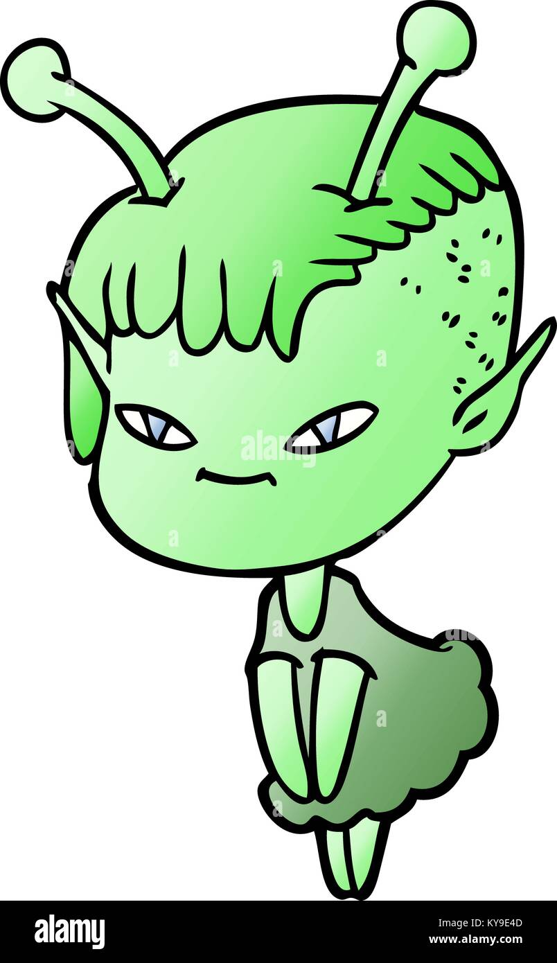 cute cartoon alien girl Stock Vector Image & Art - Alamy