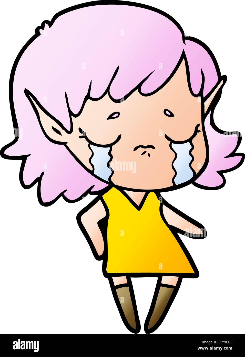 crying cartoon elf girl Stock Vector Image & Art - Alamy