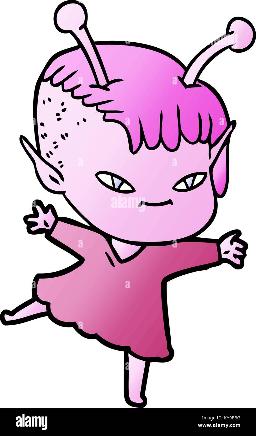 cute cartoon alien girl Stock Vector Image & Art - Alamy