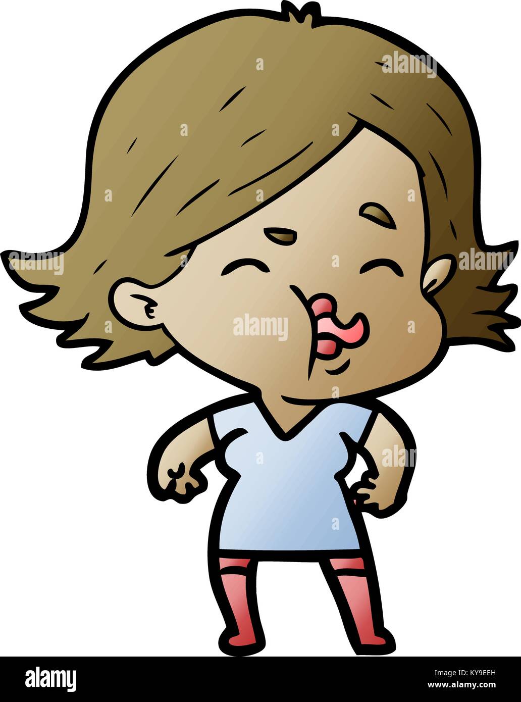 cartoon girl pulling face Stock Vector Image & Art - Alamy