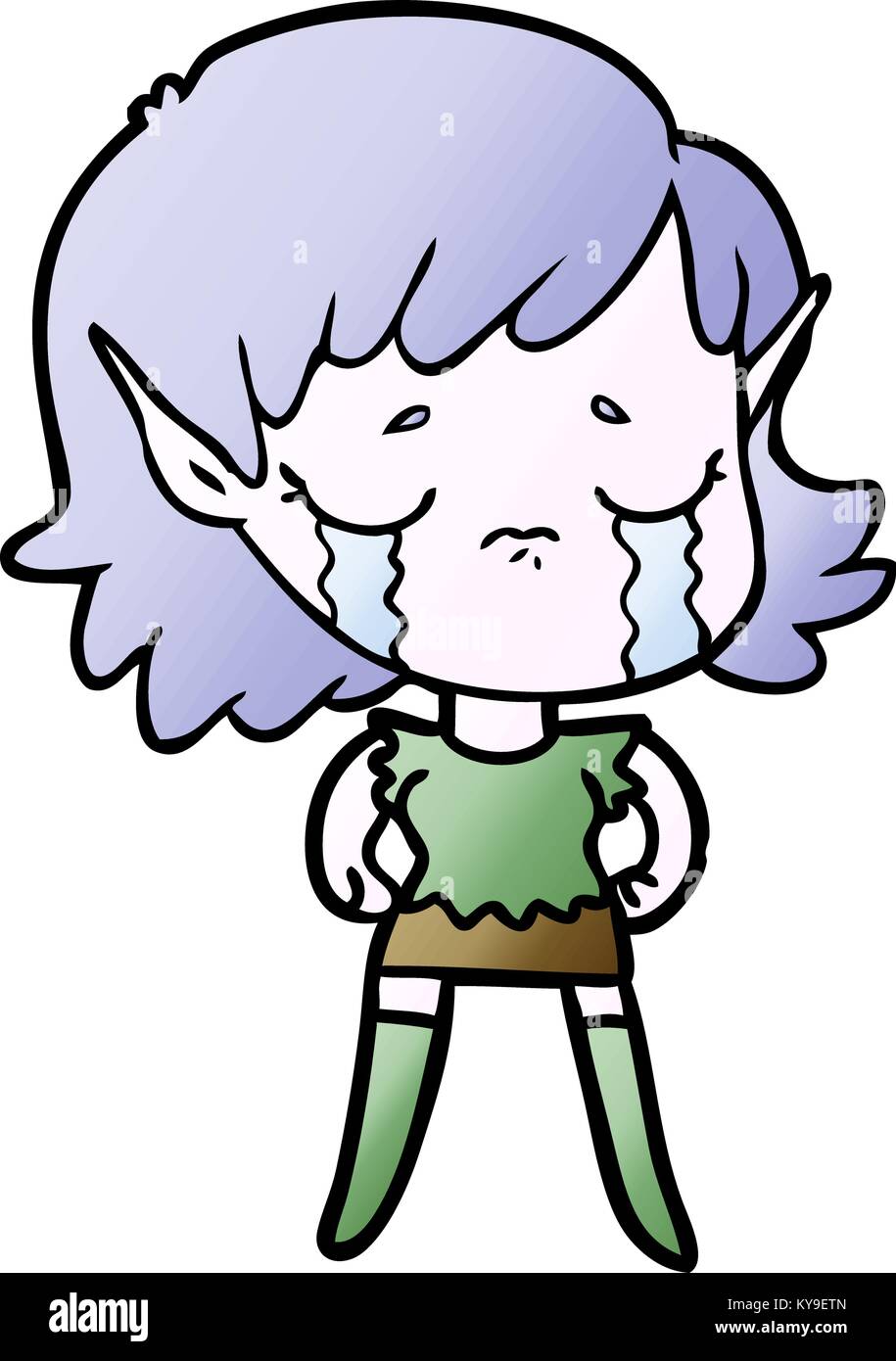 cartoon crying elf girl Stock Vector Image & Art - Alamy
