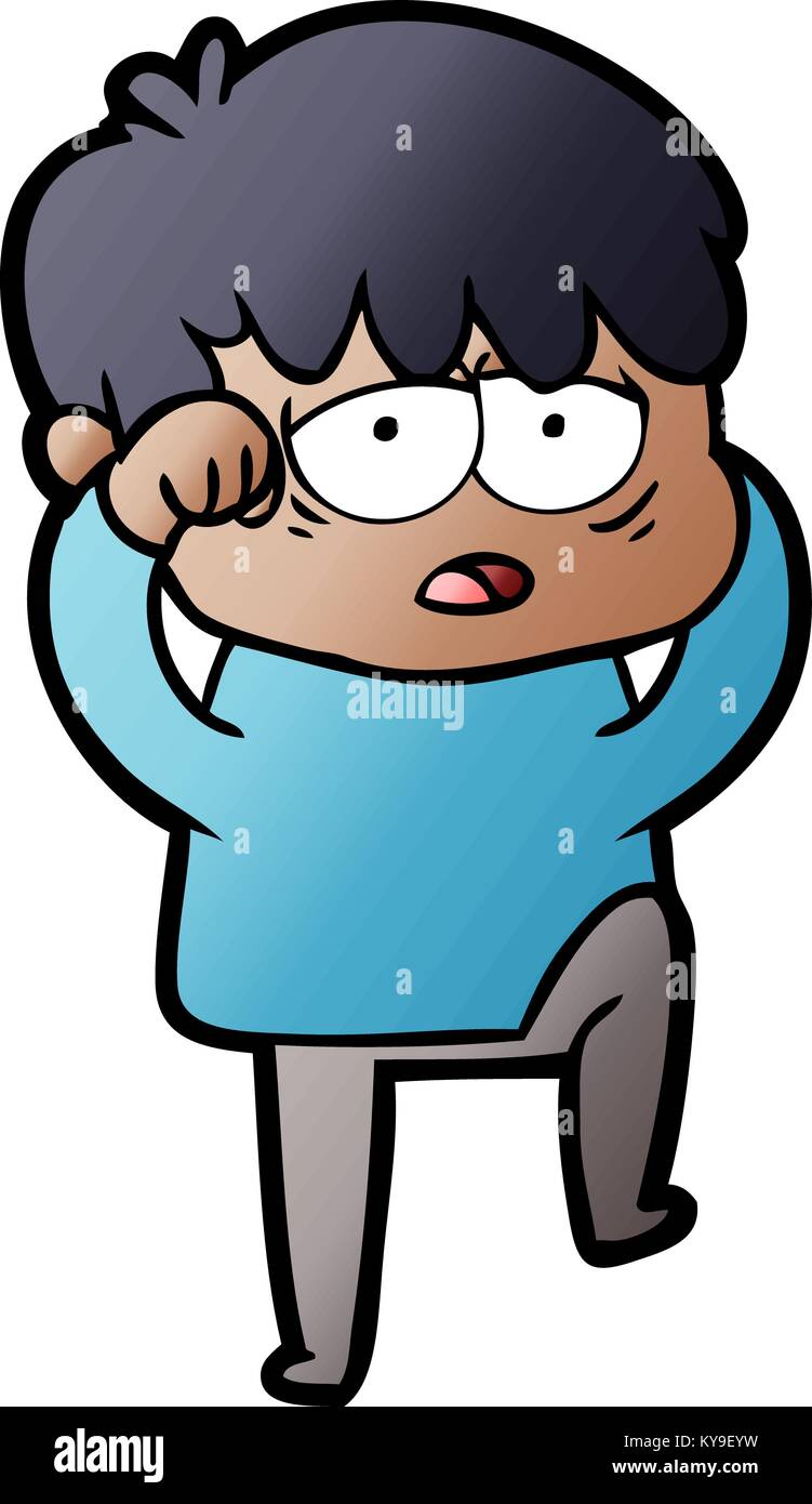 cartoon exhausted boy Stock Vector Image & Art - Alamy