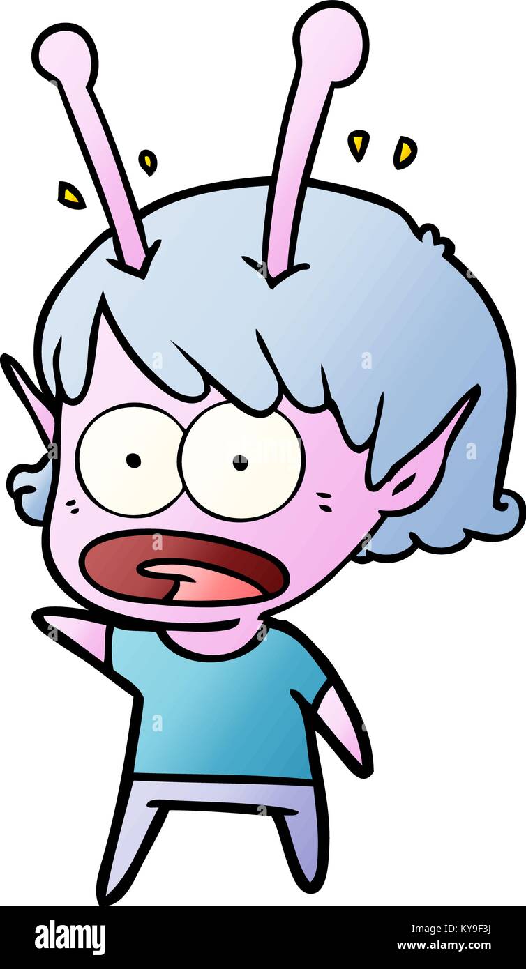 cartoon shocked alien girl Stock Vector Image & Art - Alamy