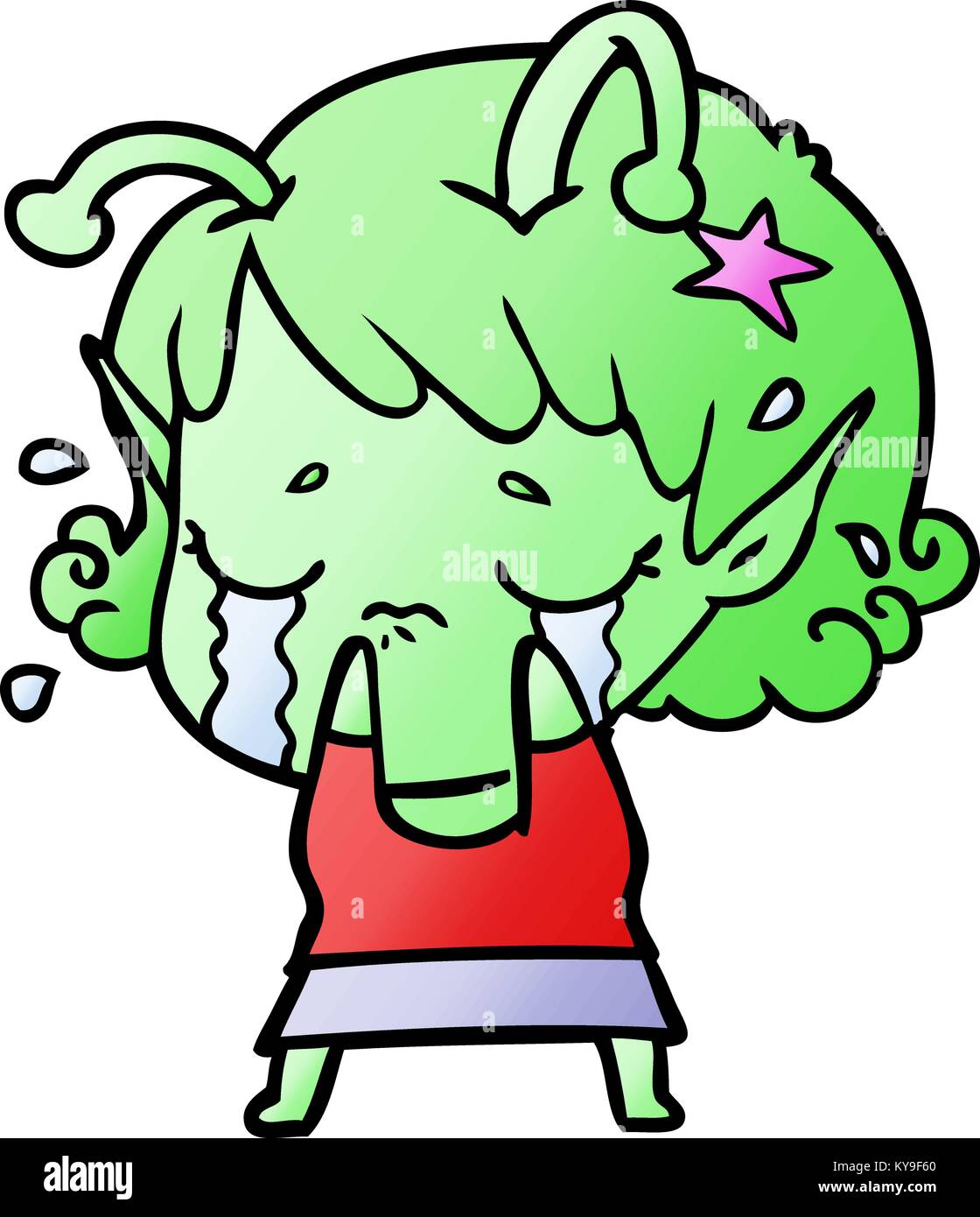 cartoon crying alien girl Stock Vector Image & Art - Alamy