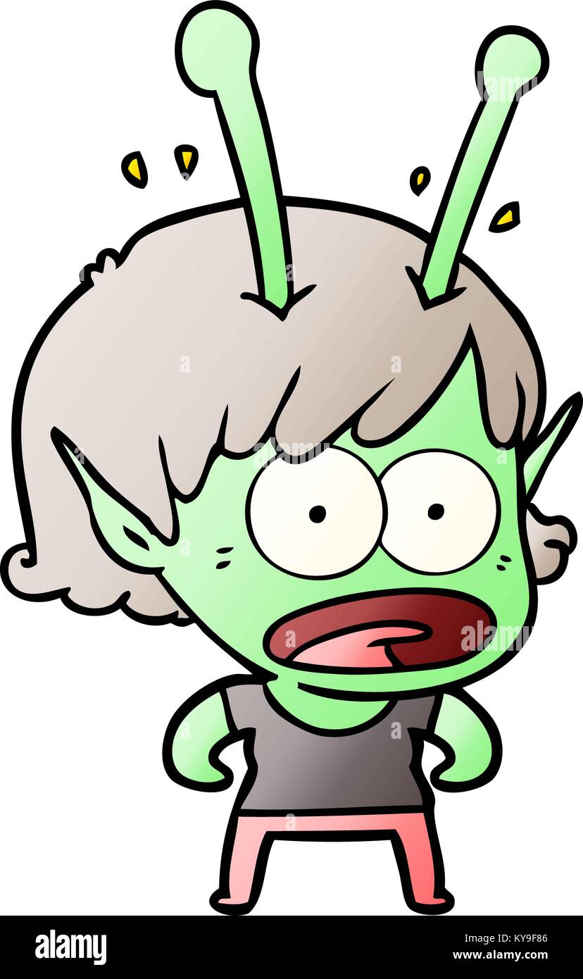 cartoon shocked alien girl Stock Vector Image & Art - Alamy