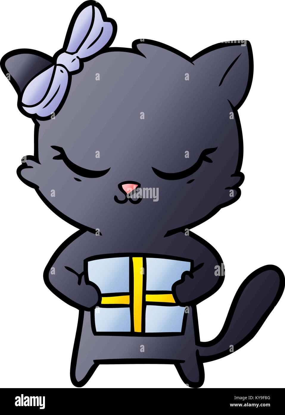 cute cartoon cat with bow Stock Vector Image & Art - Alamy