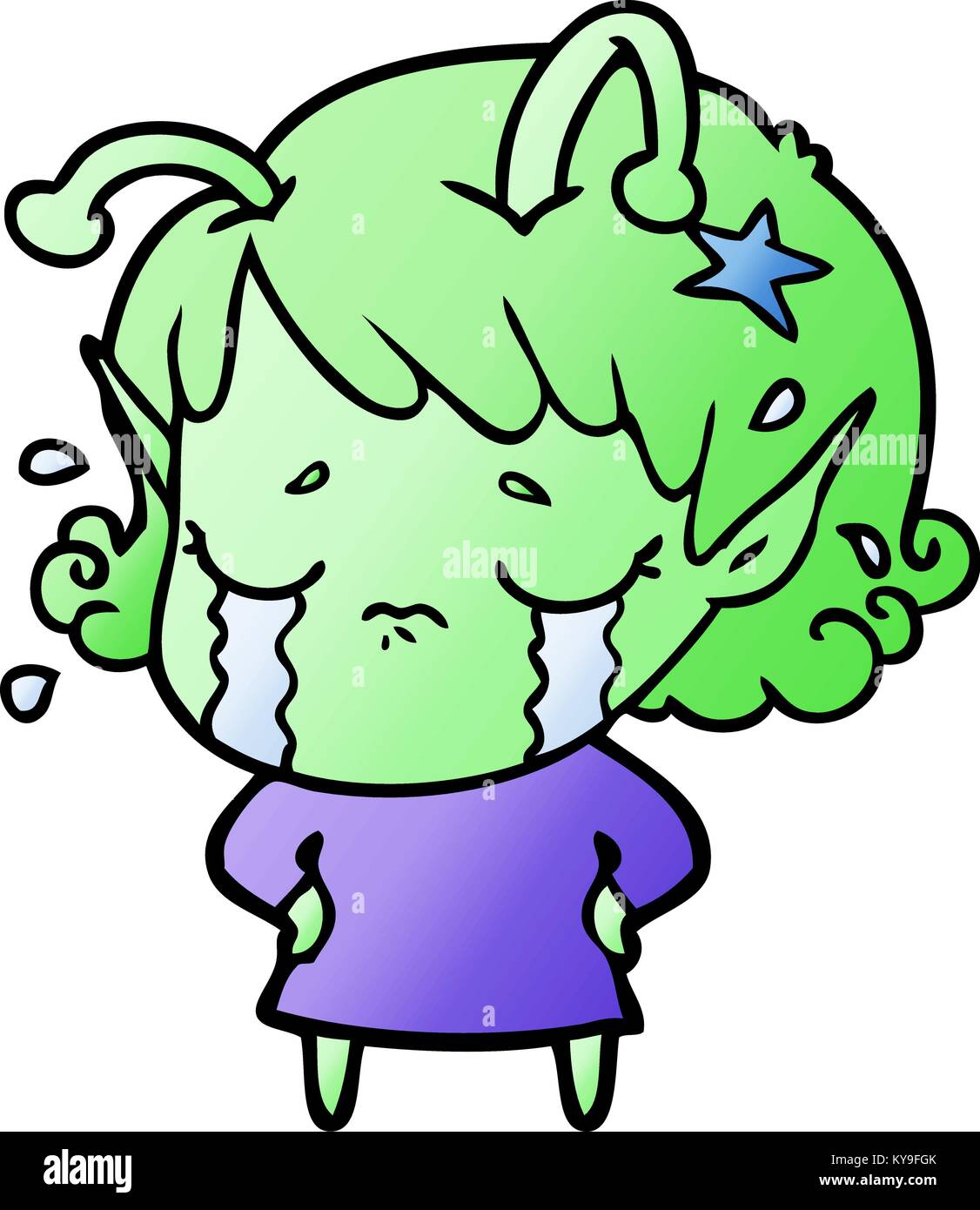 cartoon crying alien girl Stock Vector Image & Art - Alamy