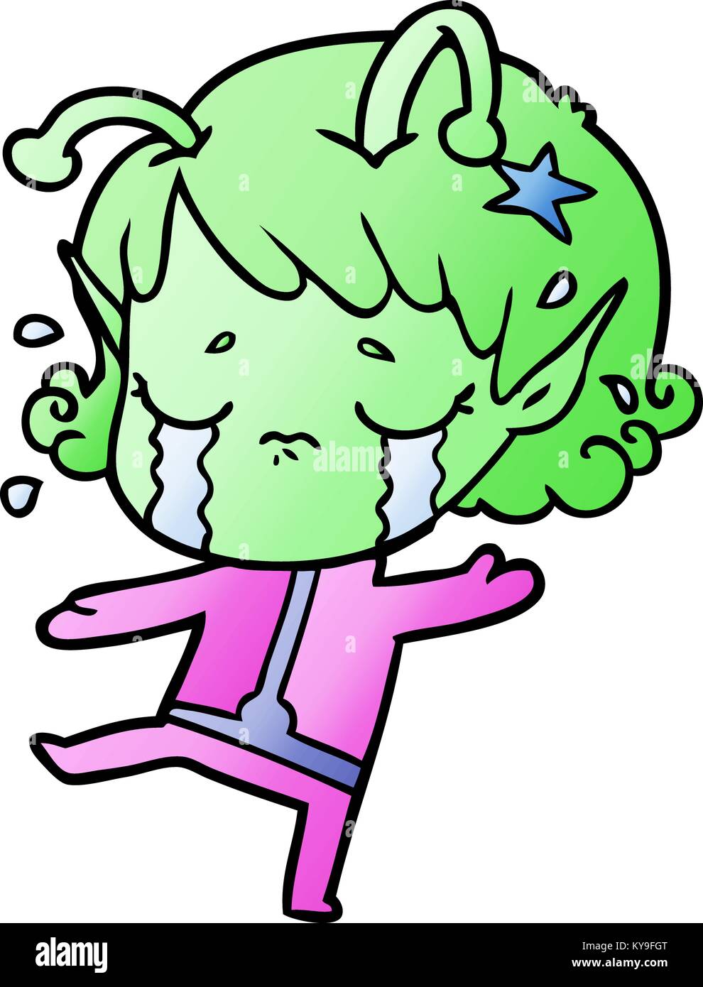 cartoon crying alien girl Stock Vector Image & Art - Alamy
