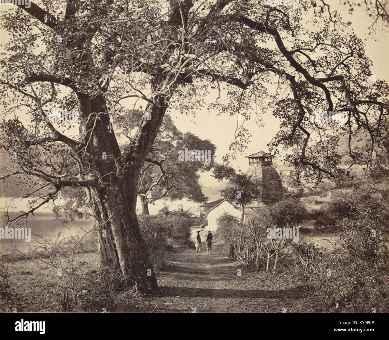 Temple on the Bhimtal Lake, Bhimtal, 1864 Stock Photo - Alamy