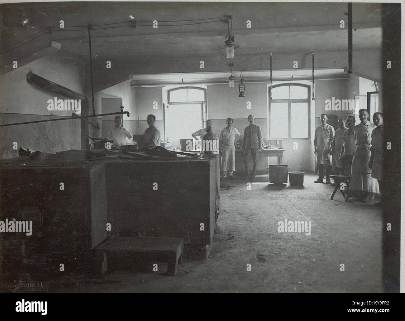 This World War I photograph shows the soldiers’ kitchen at the reserve ...