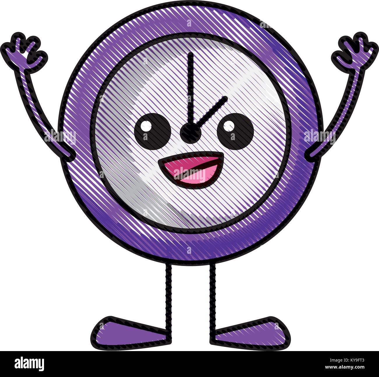 grated happy circle clock kawaii with arms and legs Stock Vector Image ...