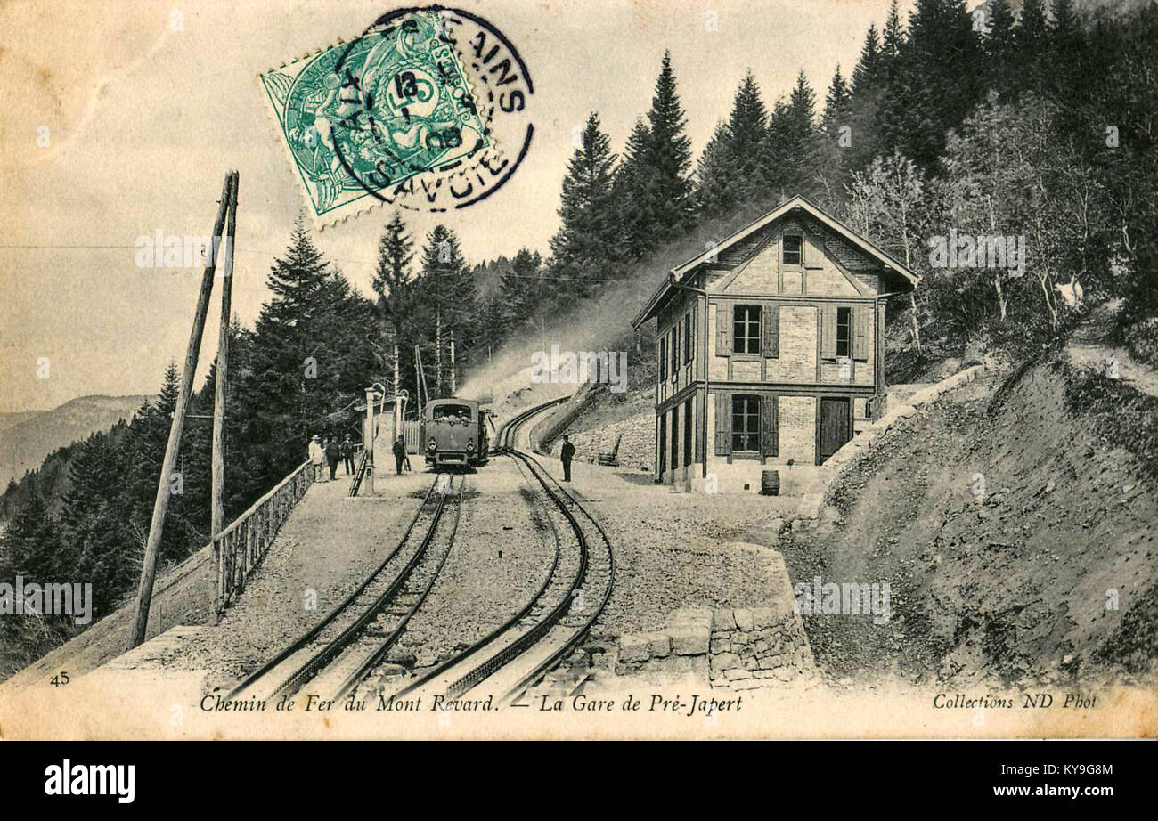 This historic image features the Chemin de Fer du Mont Revard, a French ...