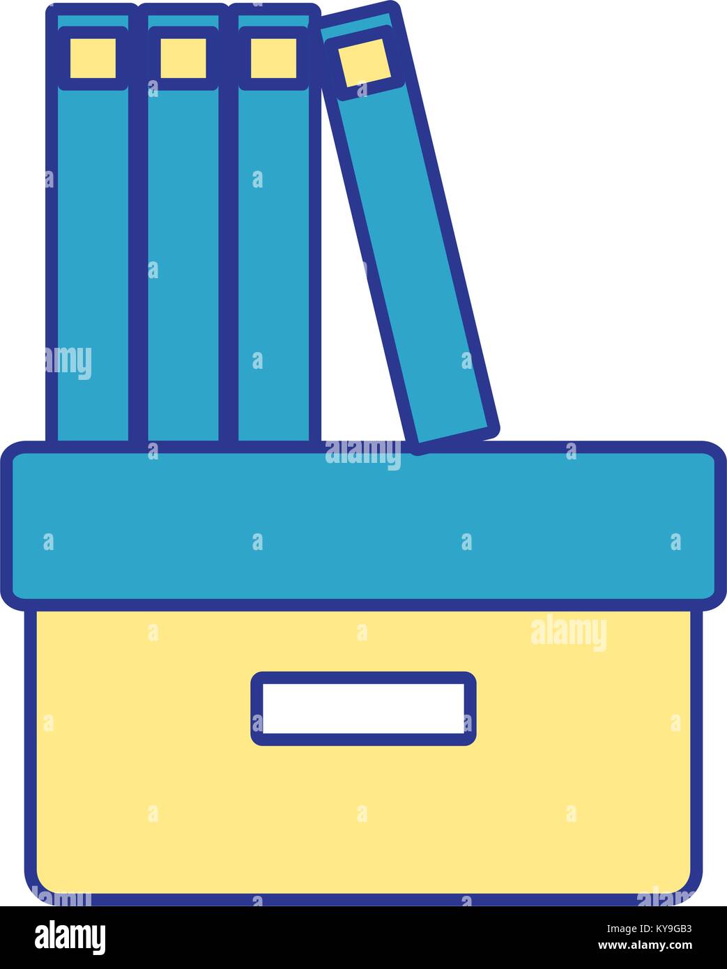 full color office box with books and folders flat Stock Vector Image ...