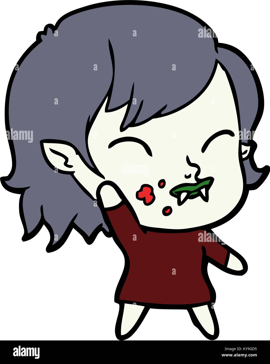 cartoon vampire girl with blood on cheek Stock Vector Image & Art - Alamy