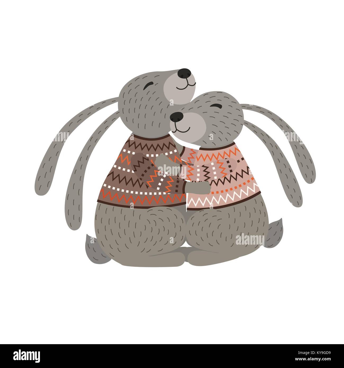 Cute bunnies hugging Stock Vector Image & Art - Alamy