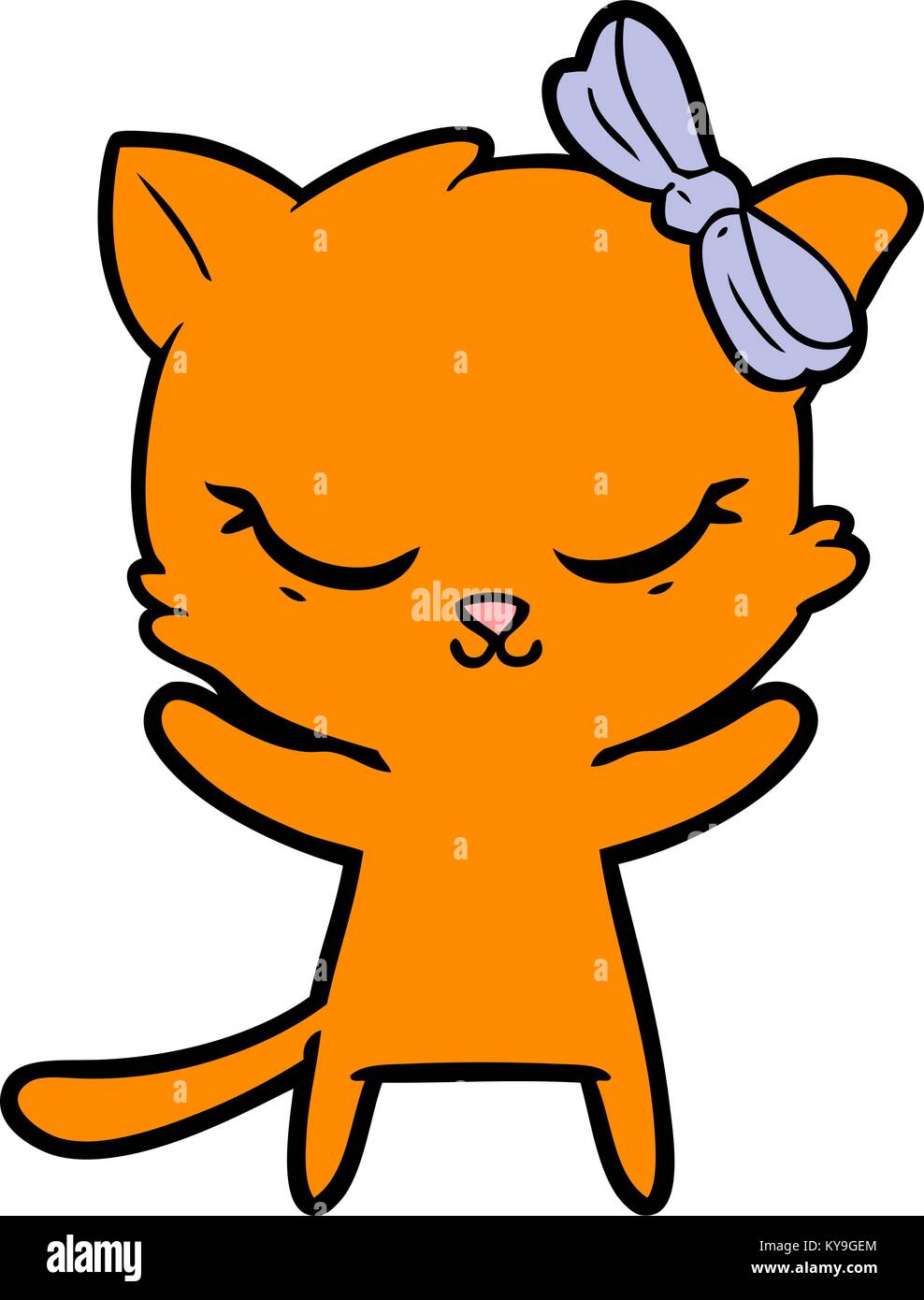cute cartoon cat with bow Stock Vector Image & Art - Alamy