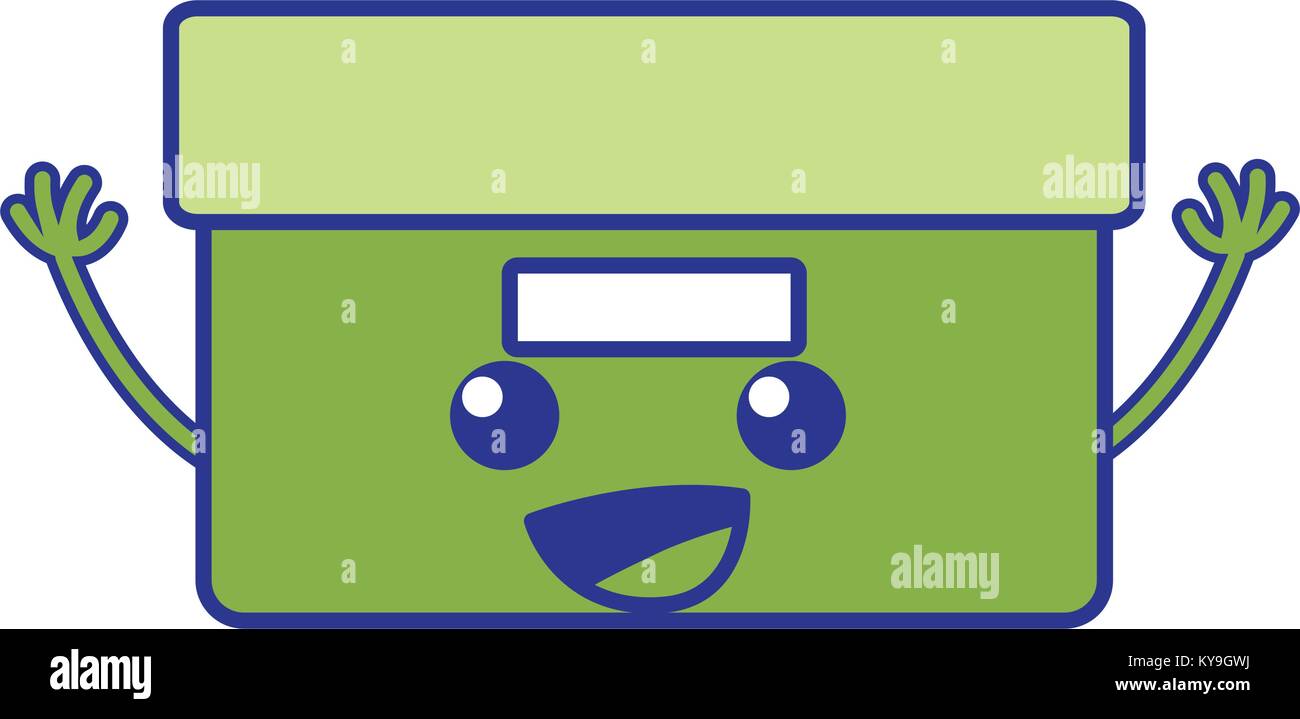 full color happy box archive kawaii cartoon Stock Vector Image & Art ...