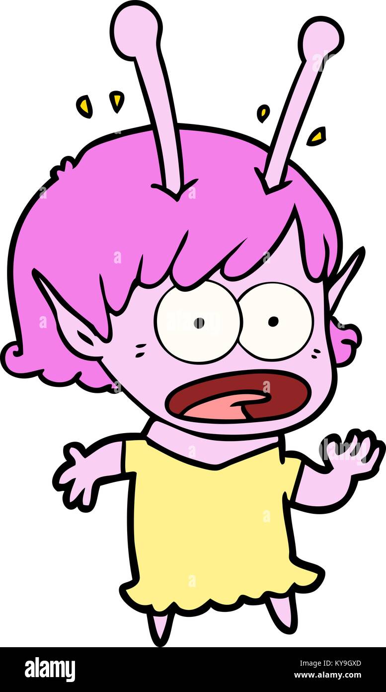 cartoon shocked alien girl Stock Vector Image & Art - Alamy