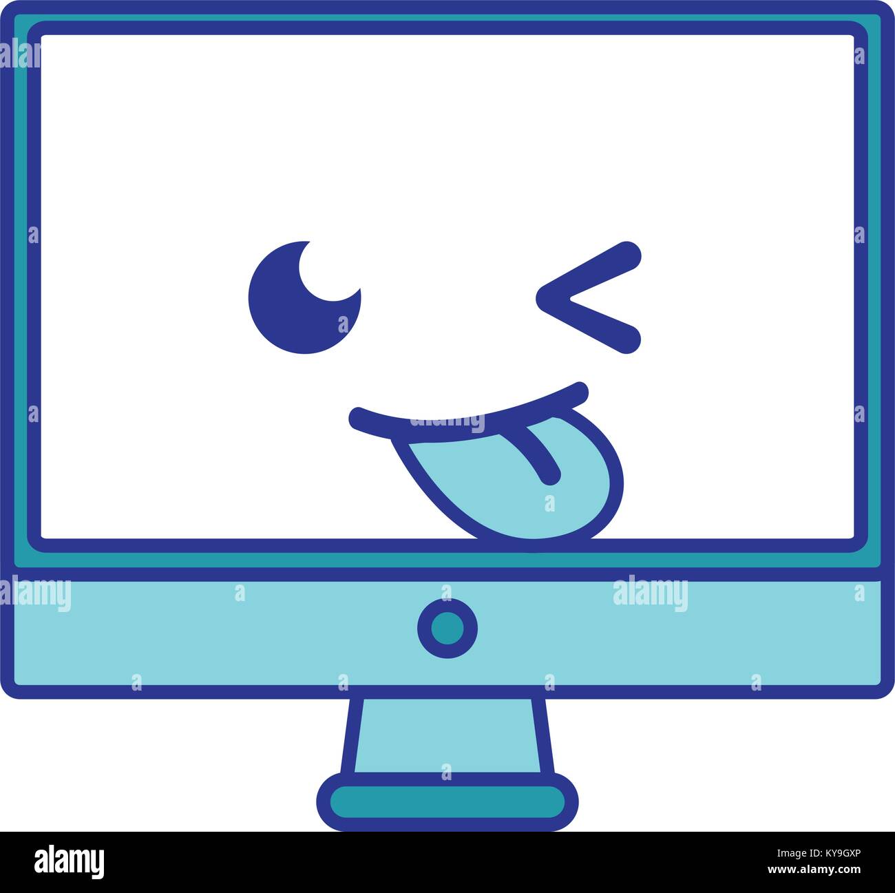 full color funny computer screen kawaii cartoon Stock Vector Image ...