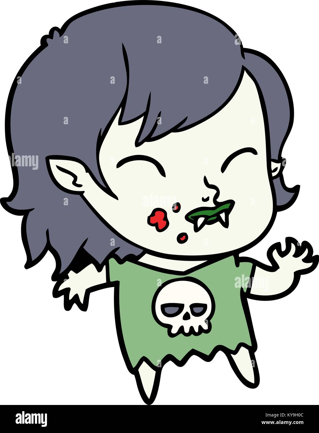 cartoon vampire girl with blood on cheek Stock Vector Image & Art - Alamy