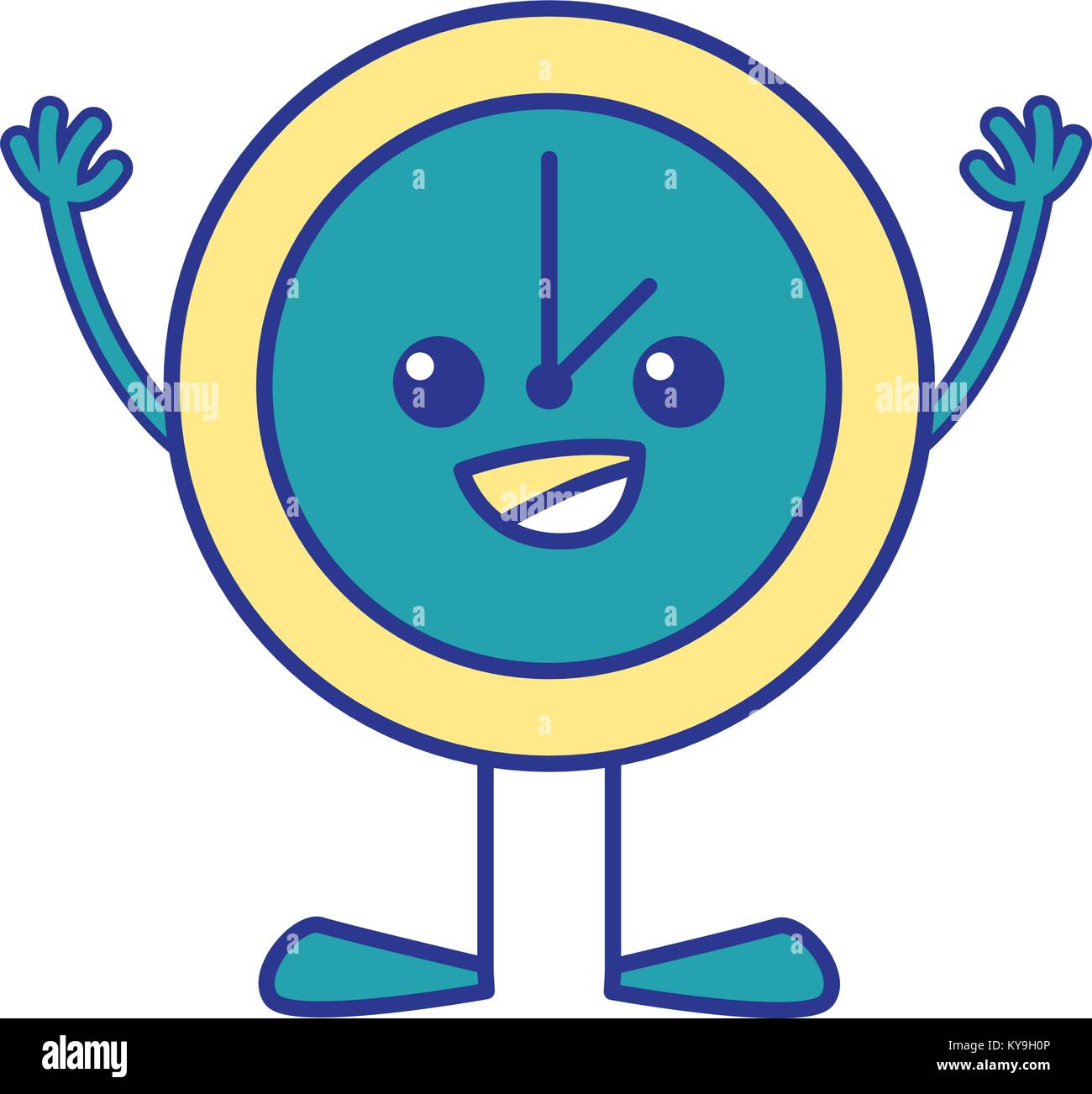 full color happy circle clock kawaii with arms and legs Stock Vector ...