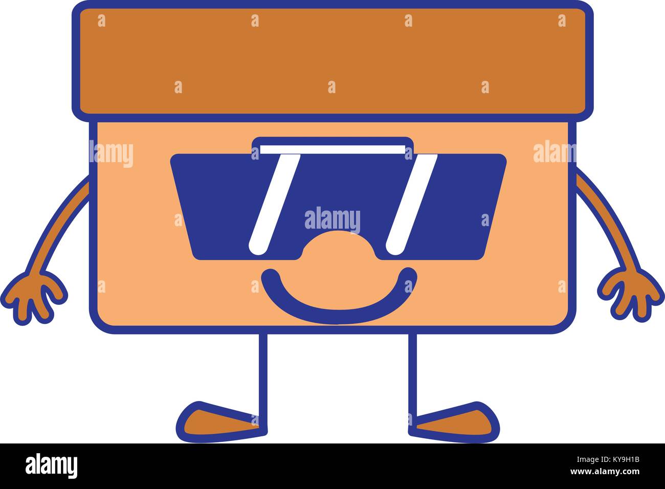 full color happy box archive kawaii with arms and legs Stock Vector ...