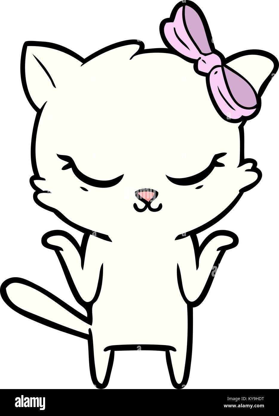 cute cartoon cat with bow Stock Vector Image & Art - Alamy