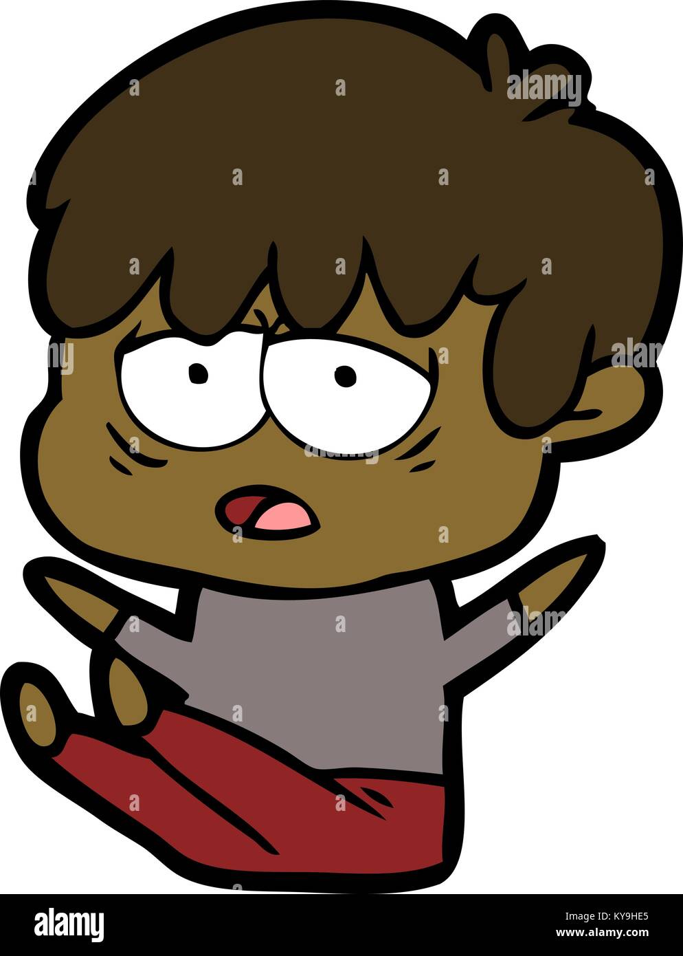 cartoon exhausted boy Stock Vector Image & Art - Alamy