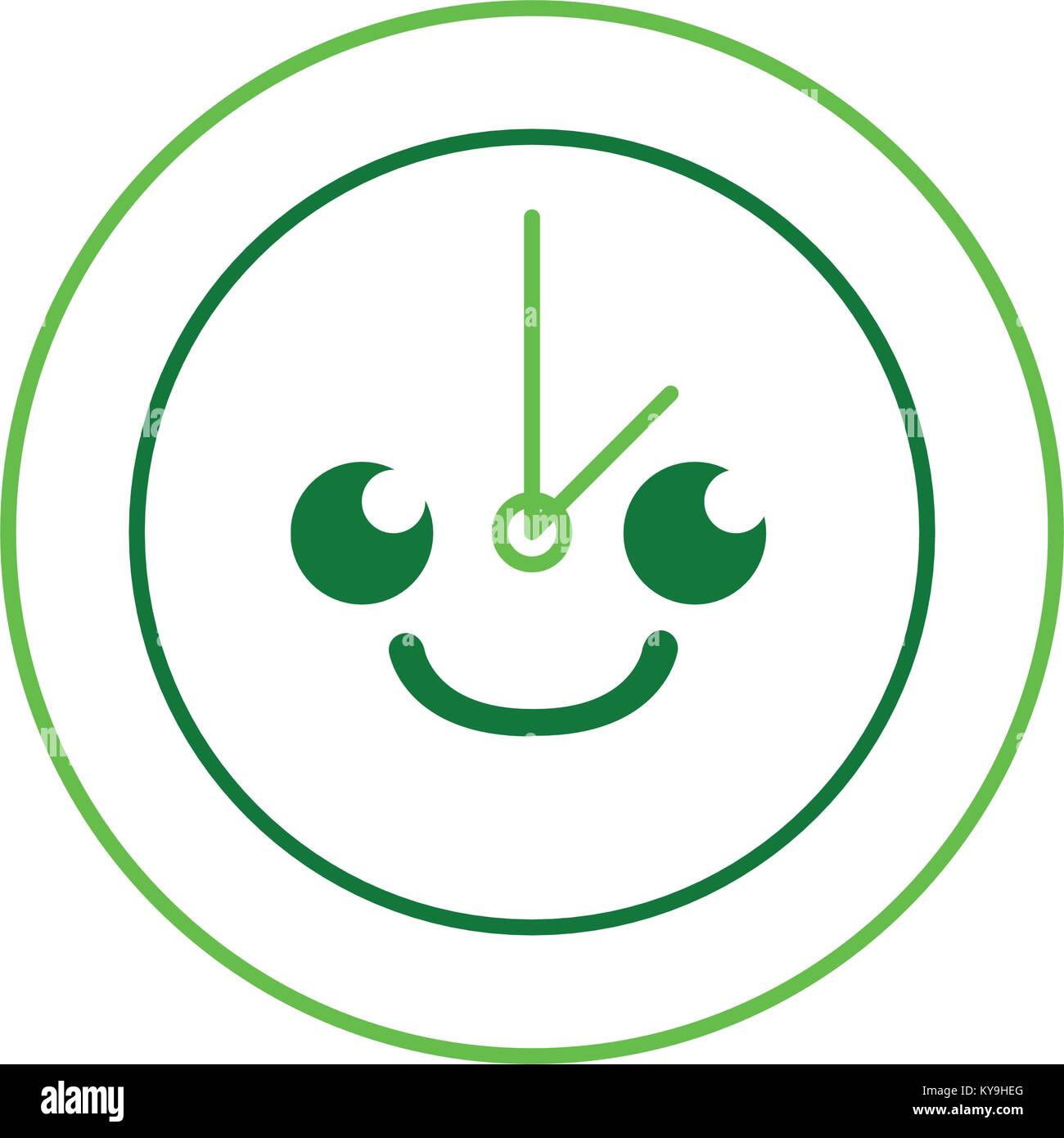 color line smile circle clock kawaii cartoon Stock Vector Image & Art ...