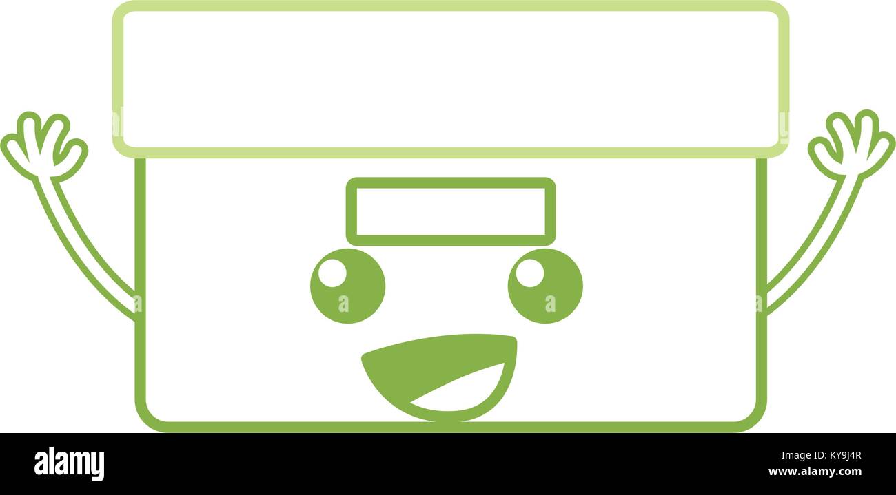 color line happy box archive kawaii cartoon Stock Vector Image & Art ...