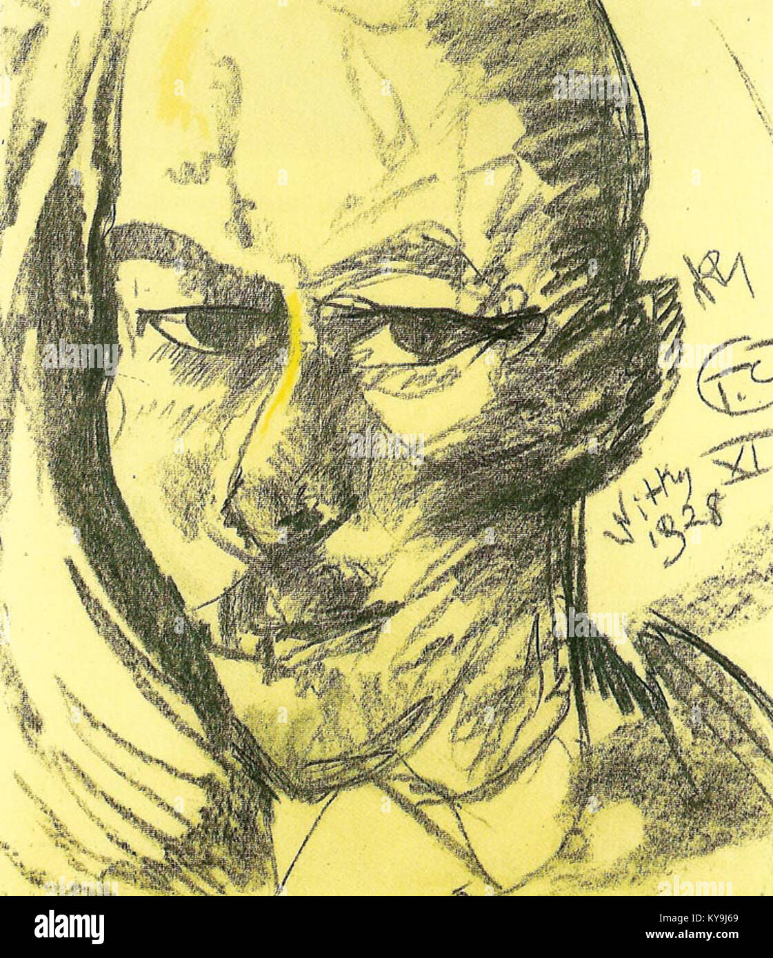 This portrait by Witkacy portrays Wlodzimierz Nawrocki, showcasing ...