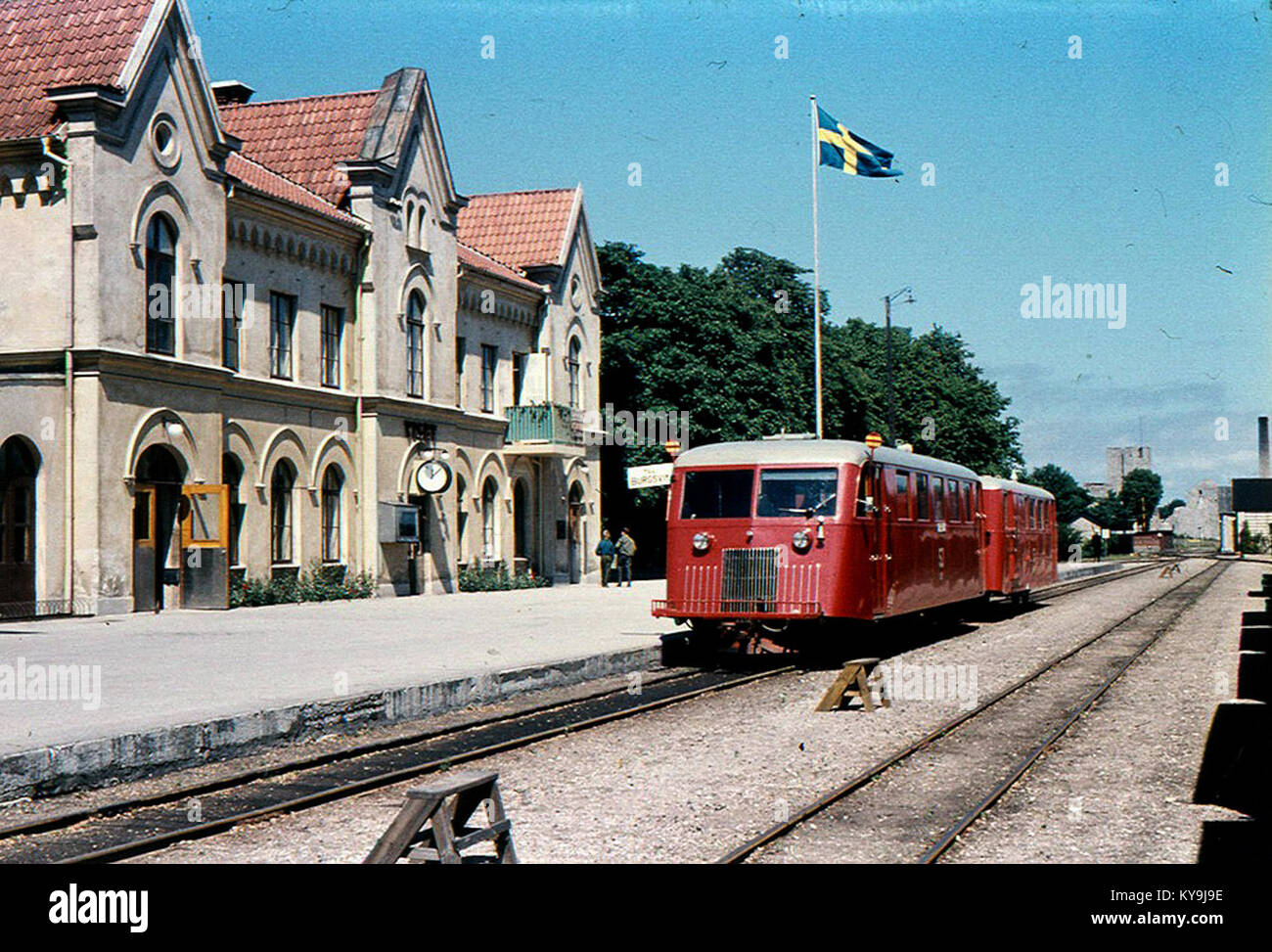 Photograph of a train at Visby Station, Sweden, in 1960, illustrating ...
