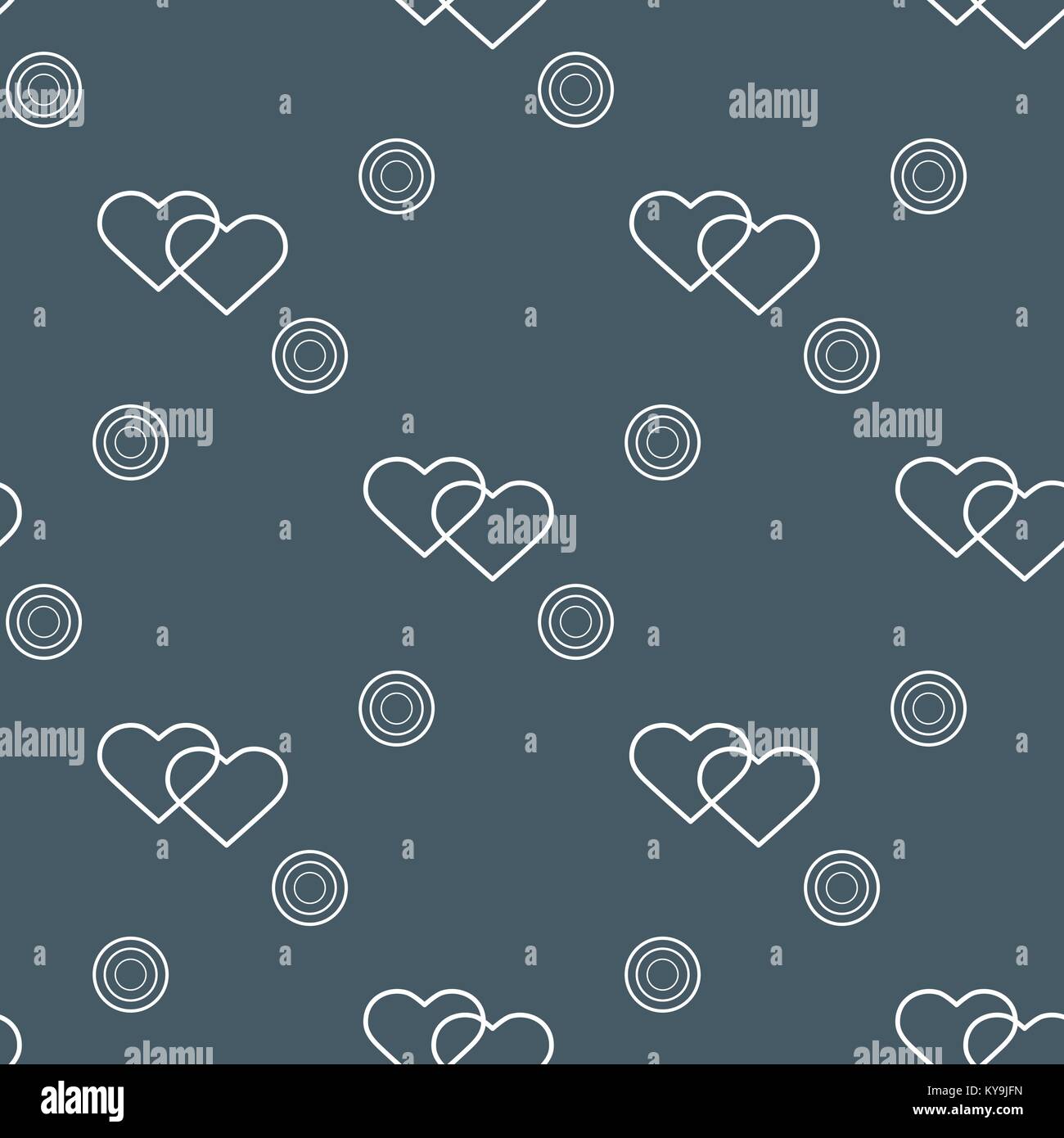 Seamless pattern with hearts and circles. Love theme. Design for banner ...