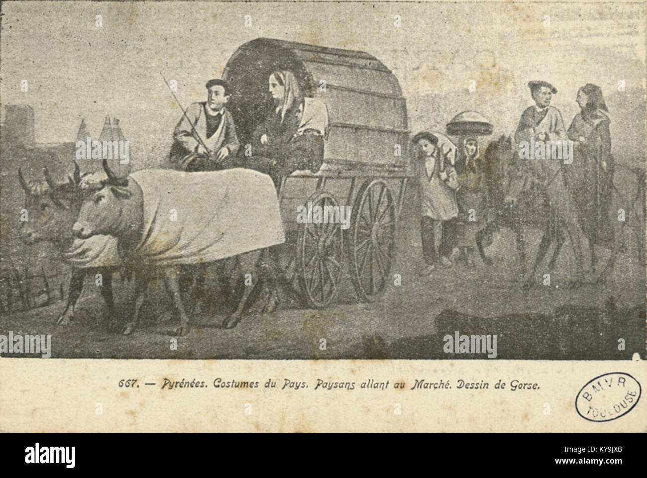 This photograph showcases traditional Pyrenean costumes worn by farmers ...