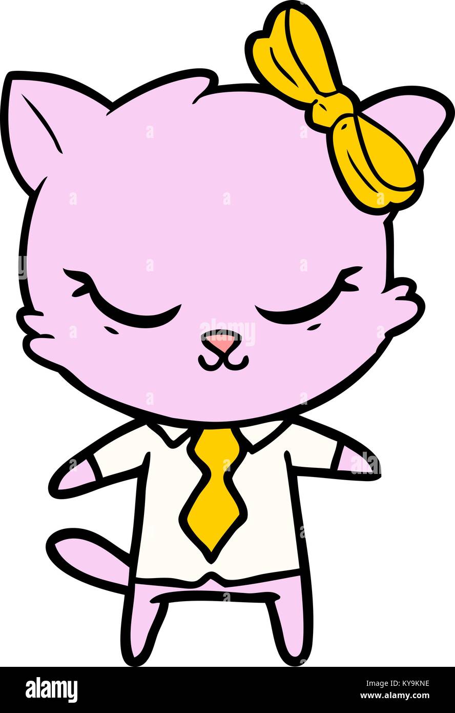 cute cartoon business cat with bow Stock Vector Image & Art - Alamy