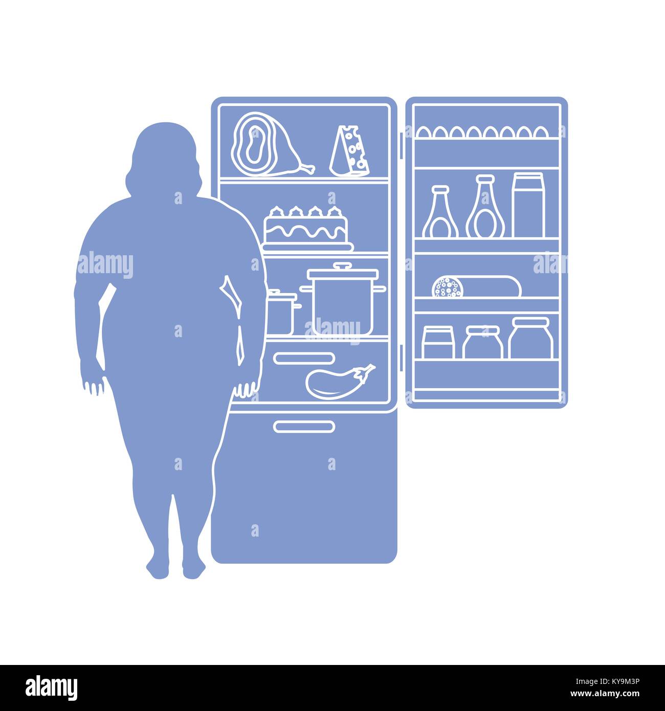 Woman overweight fridge Cut Out Stock Images & Pictures - Alamy