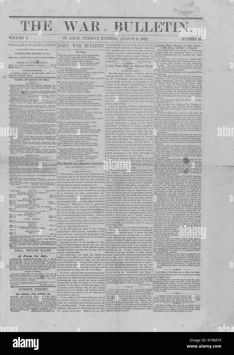 American civil war newspaper headlines Black and White Stock Photos ...