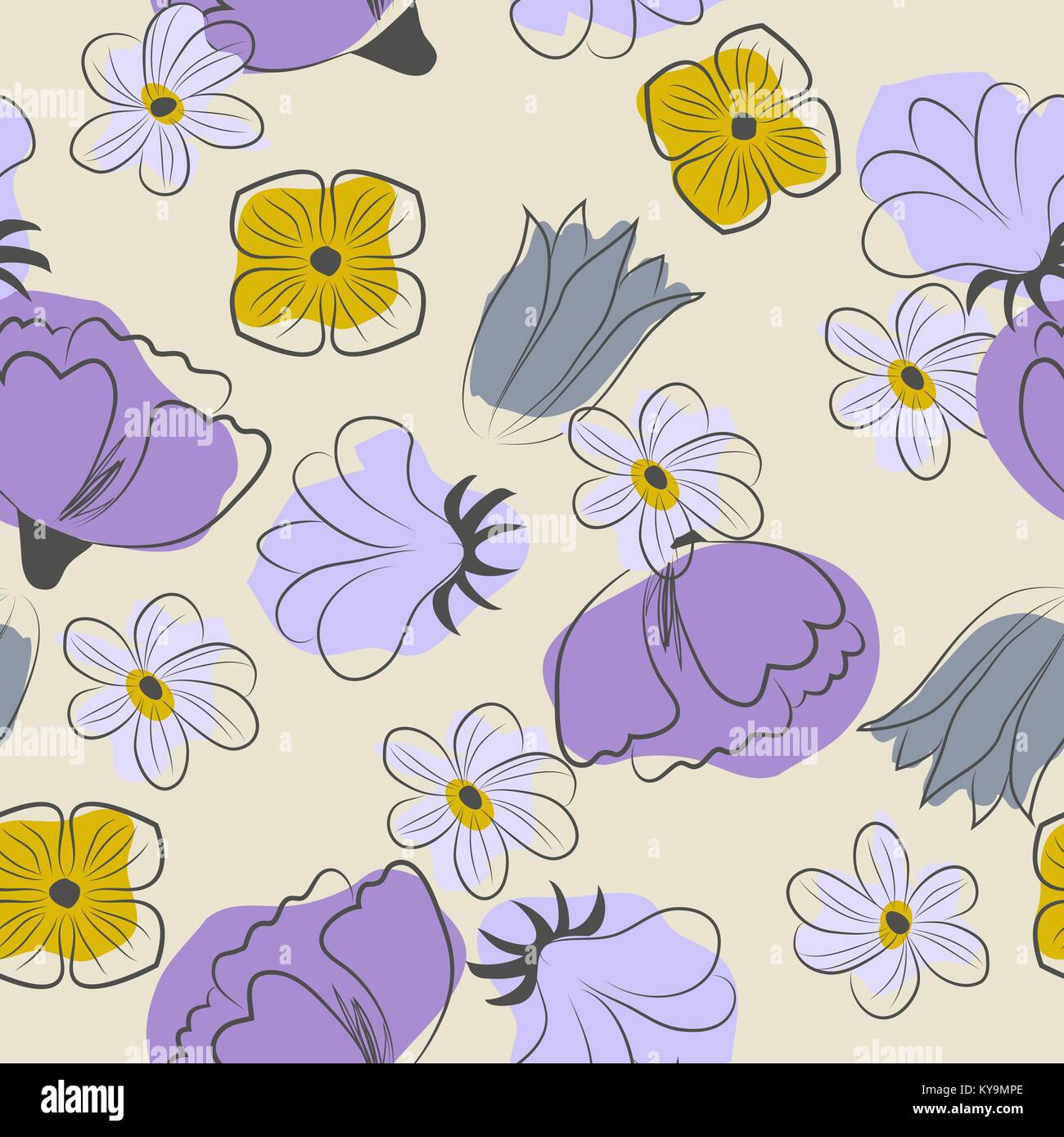 seamless pattern of simple flowers Stock Vector Image & Art - Alamy